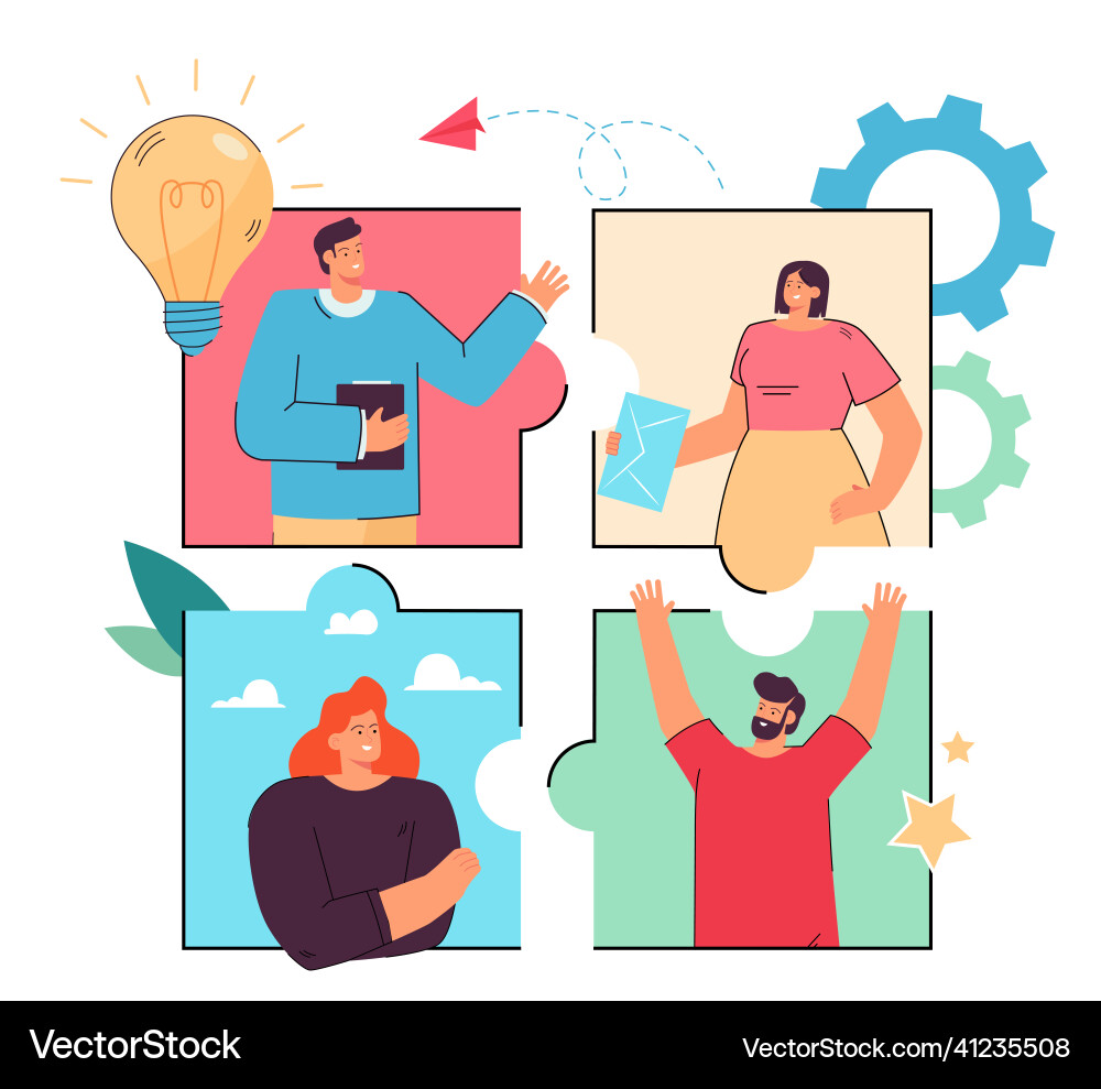 Business team working on project online via Vector Image
