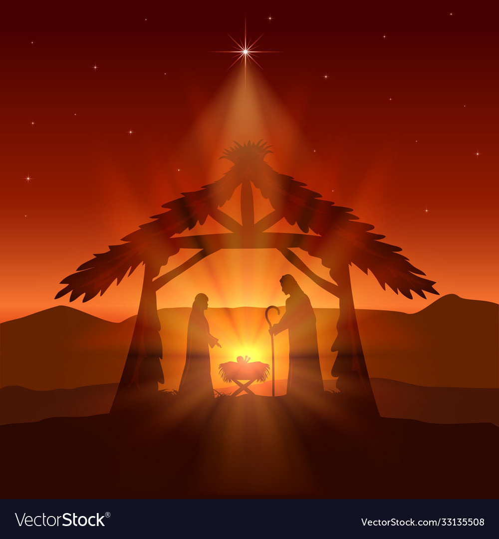 Christian christmas with birth jesus and star Vector Image