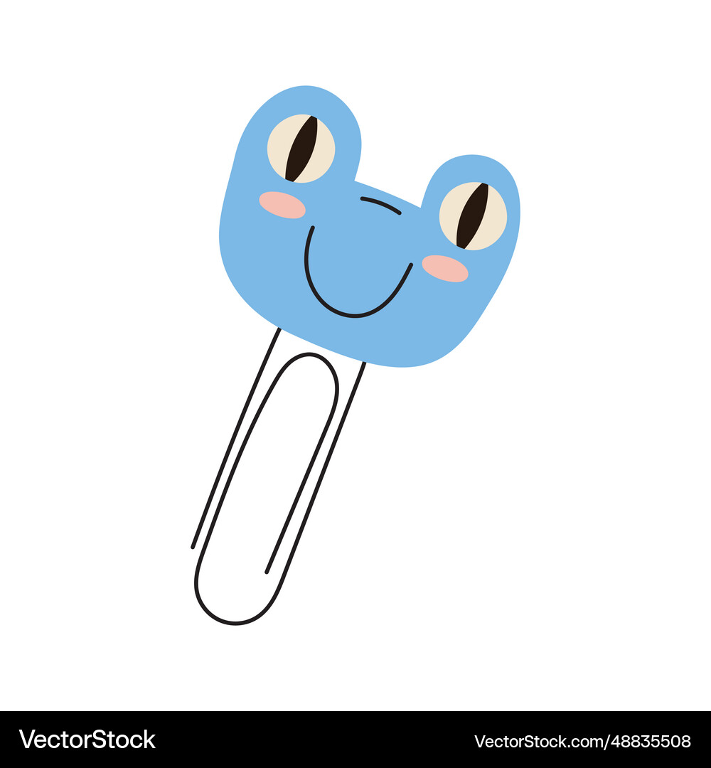 Cute baby blue frog paper clips Royalty Free Vector Image