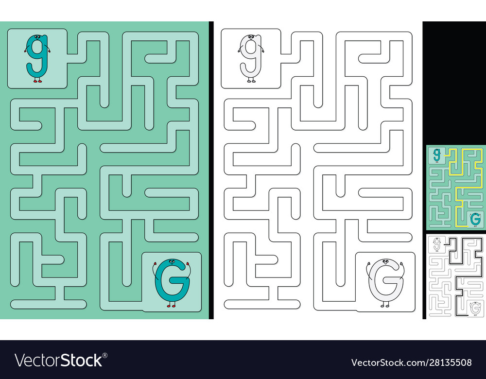 Easy alphabet maze - letter g Royalty Free Vector Image