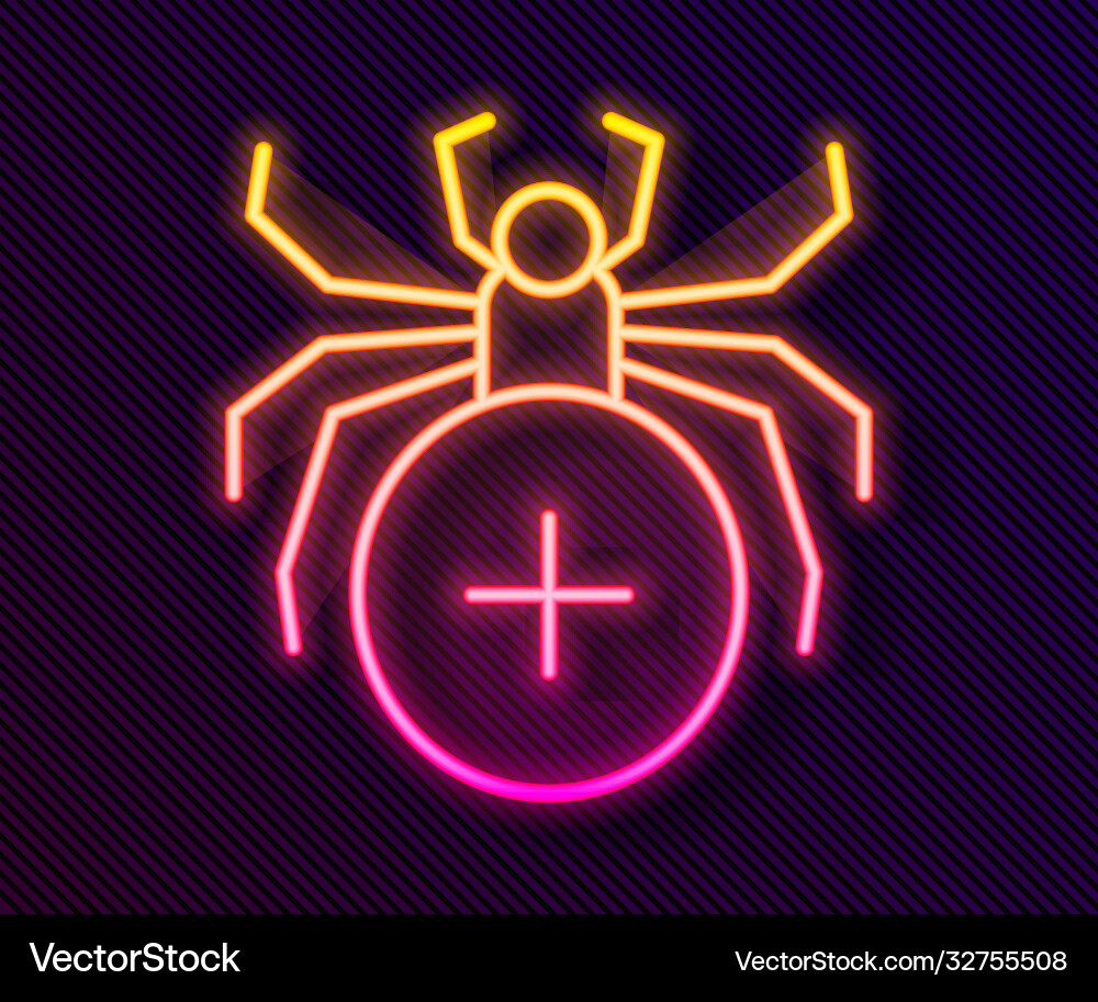 Glowing neon line spider icon isolated on black Vector Image