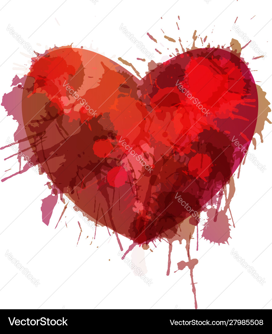 Heart made colorful grunge splashes Royalty Free Vector