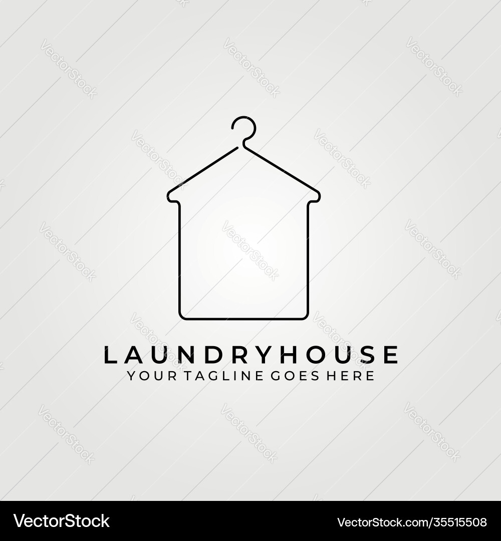 Laundry house line art logo design graphic Vector Image