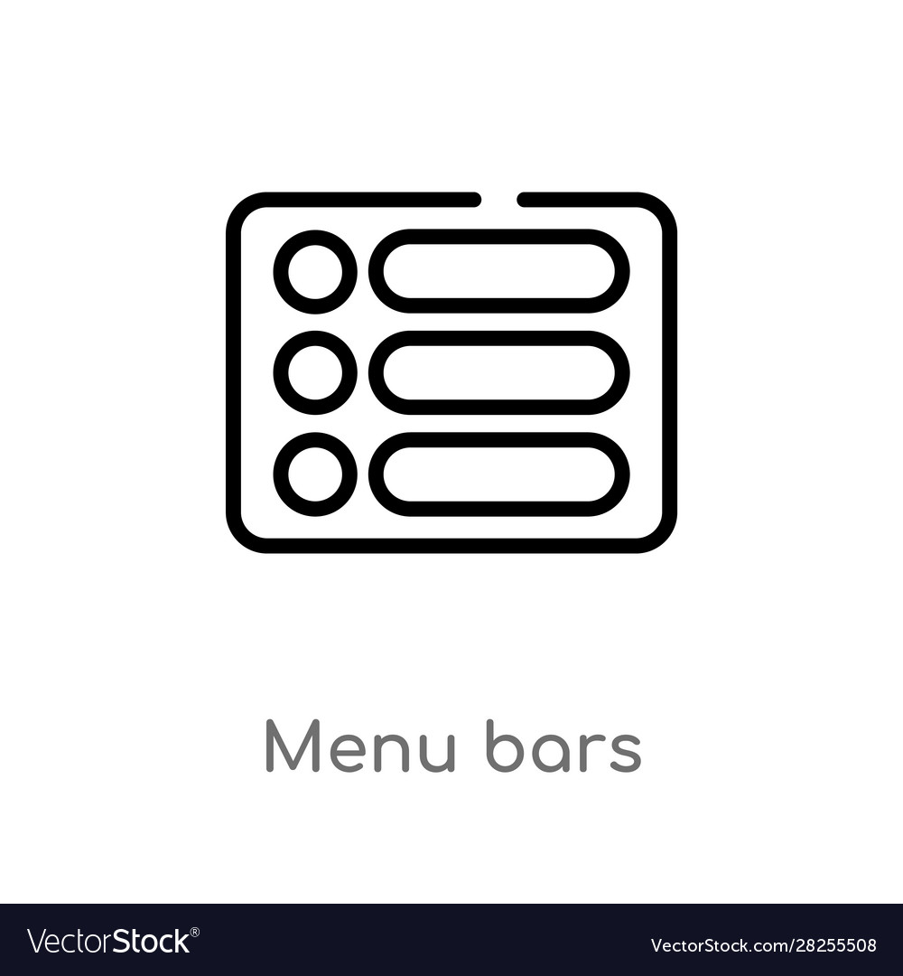 Outline menu bars icon isolated black simple line Vector Image