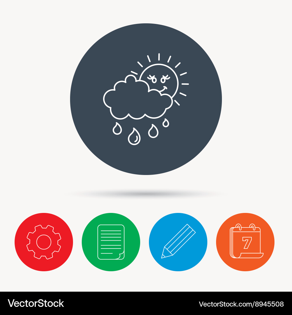 Rain and sun icon water drops with cloud sign Vector Image