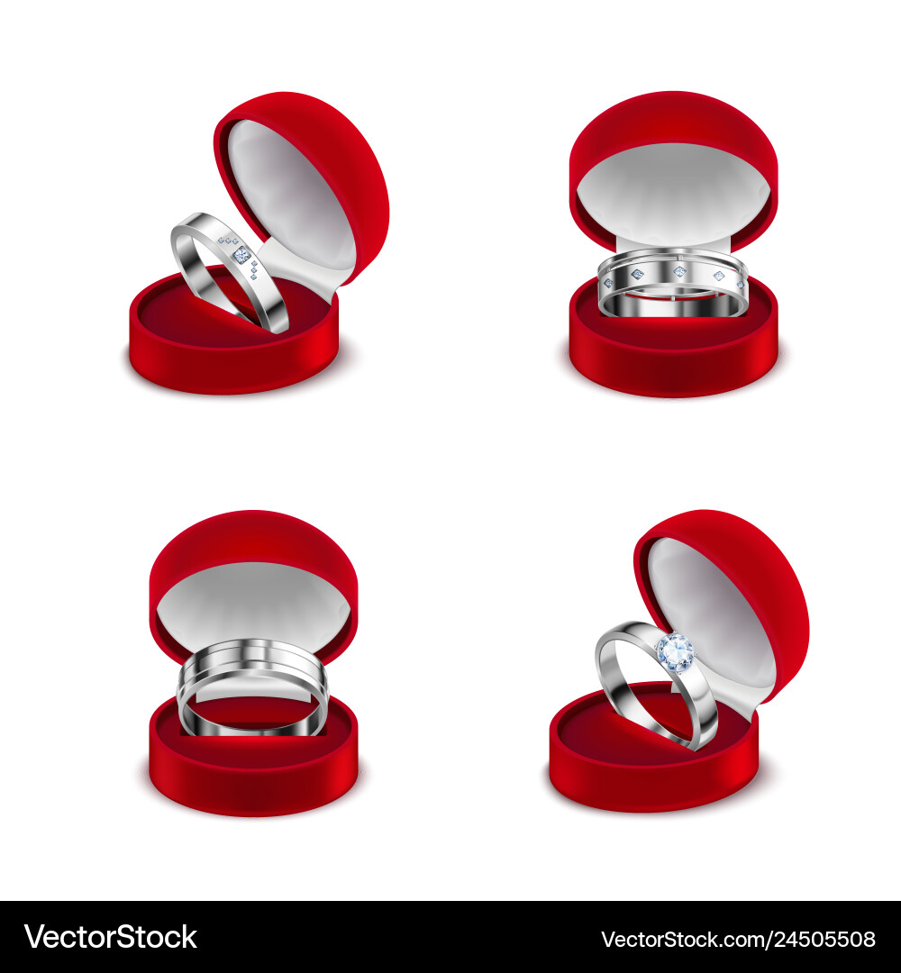 Rings jewelry realistic set Royalty Free Vector Image