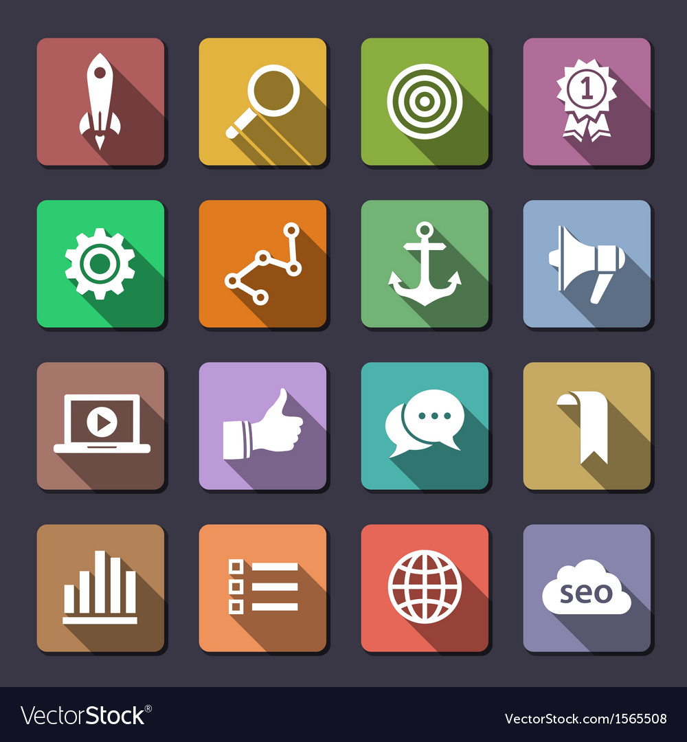 Search engine optimization icon set Royalty Free Vector