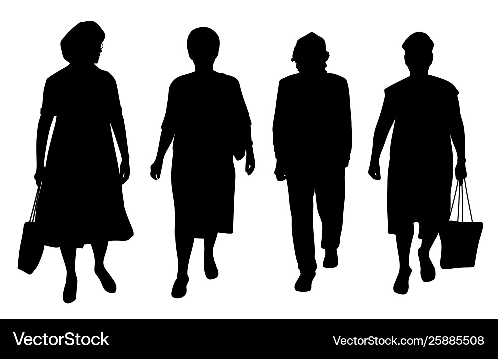Senior women walking Royalty Free Vector Image