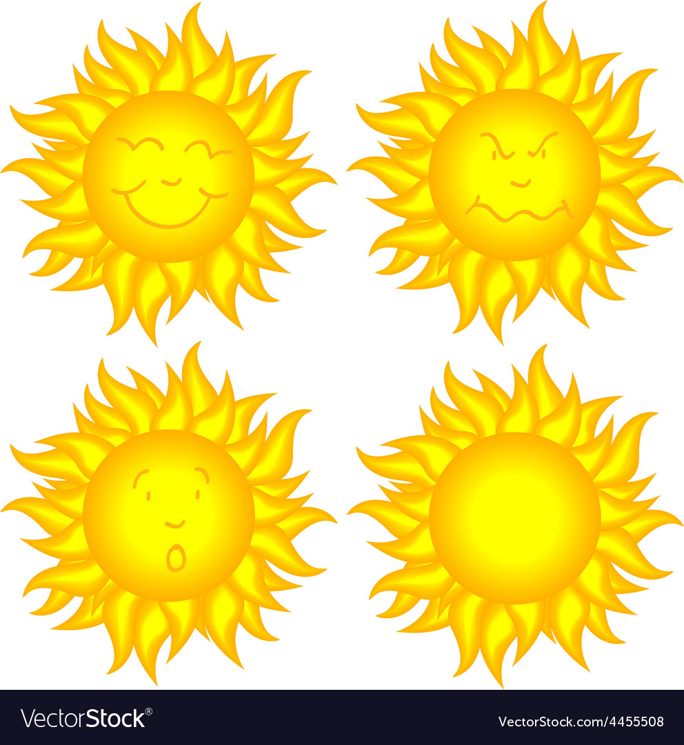 Sun faces Royalty Free Vector Image - VectorStock