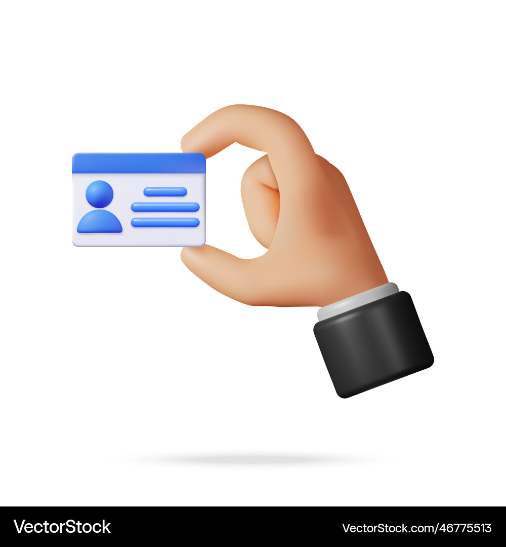 3d id card driver license or plastic in hand Vector Image