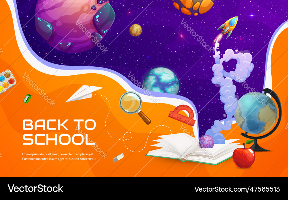 Back to school paper cut poster with galaxy space Vector Image