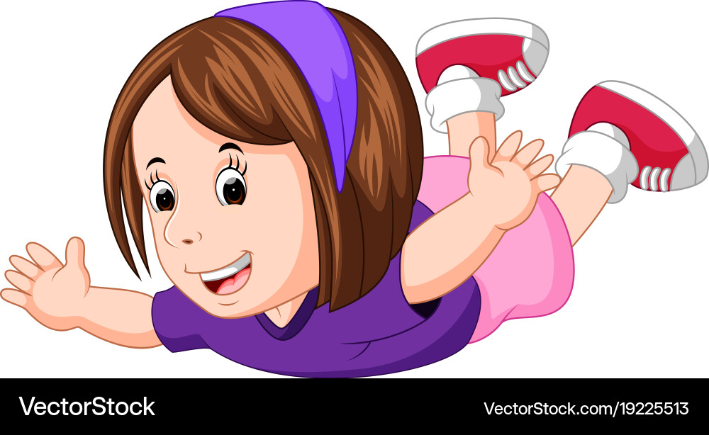 Cartoon happy kids pose flying Royalty Free Vector Image