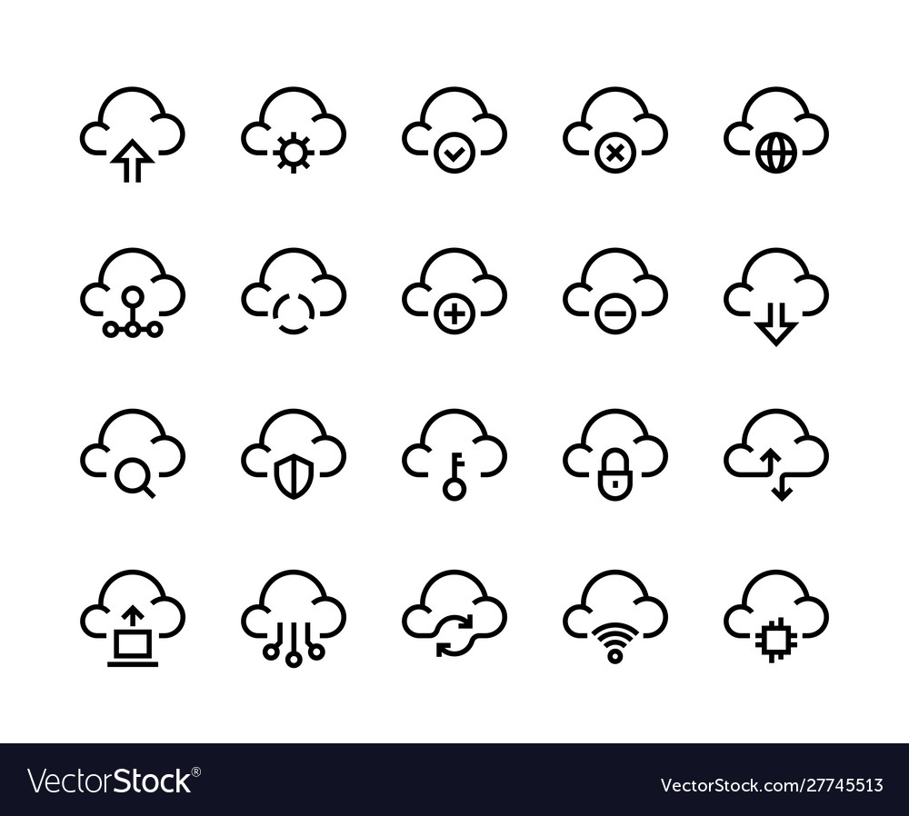 Cloud Computing Line Icons Network Data Transfer Vector Image