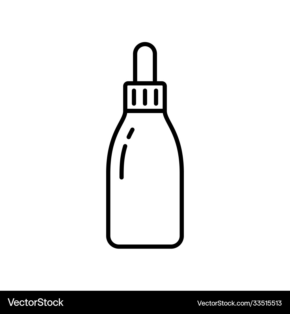 Dropper bottle linear icon cosmetic jar Royalty Free Vector