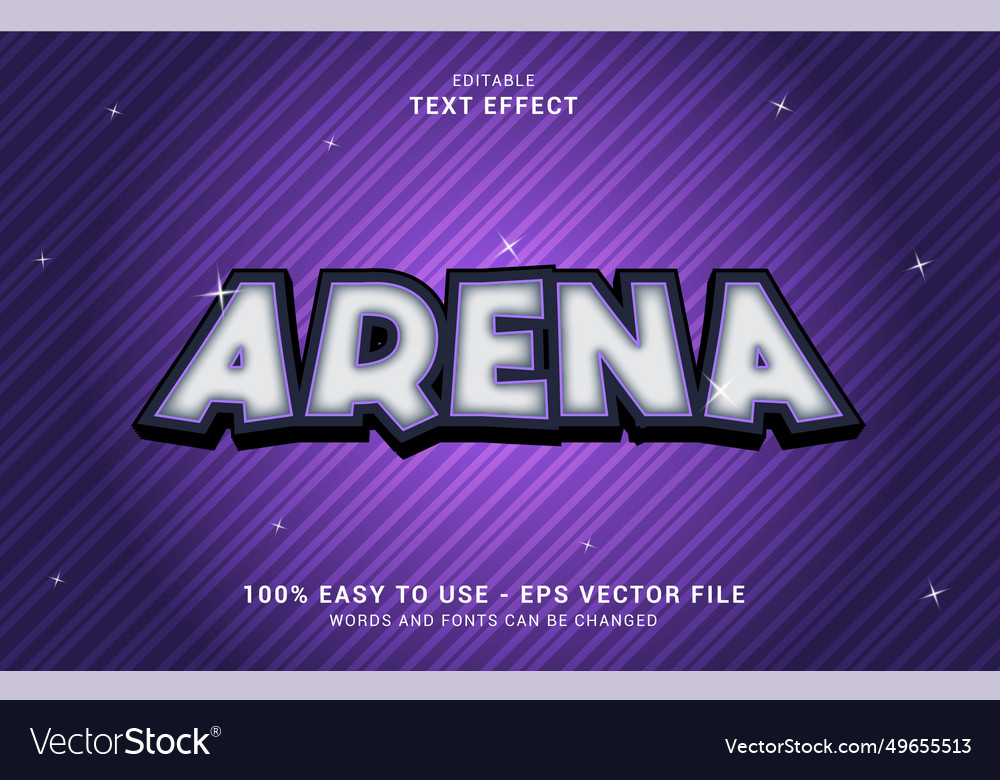 Editable text effect arena style Royalty Free Vector Image