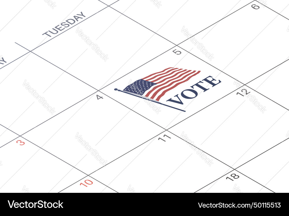 Elections reminder icon calendar with american Vector Image