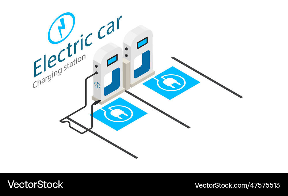 Ev concept electric charging station for electric Vector Image