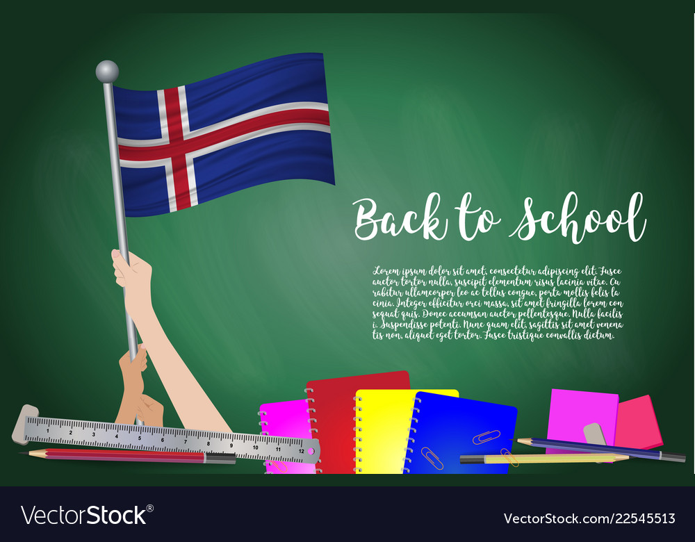 Flag of iceland on black chalkboard background Vector Image