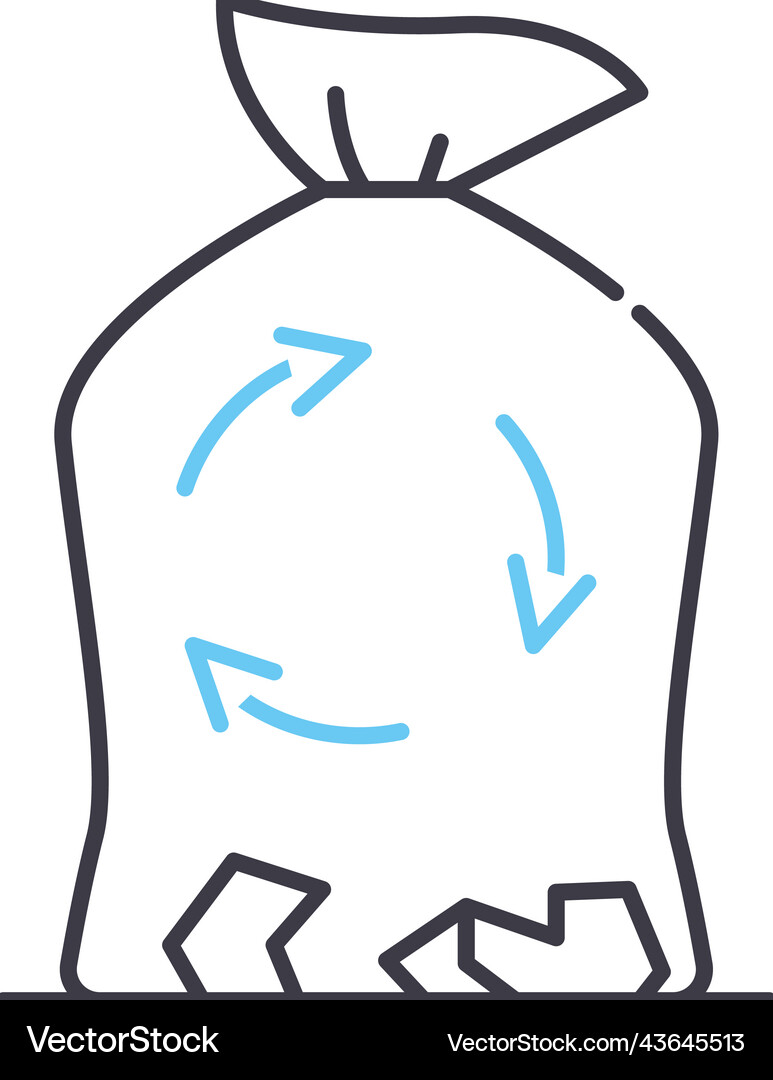 Garbage bags line icon outline symbol Royalty Free Vector