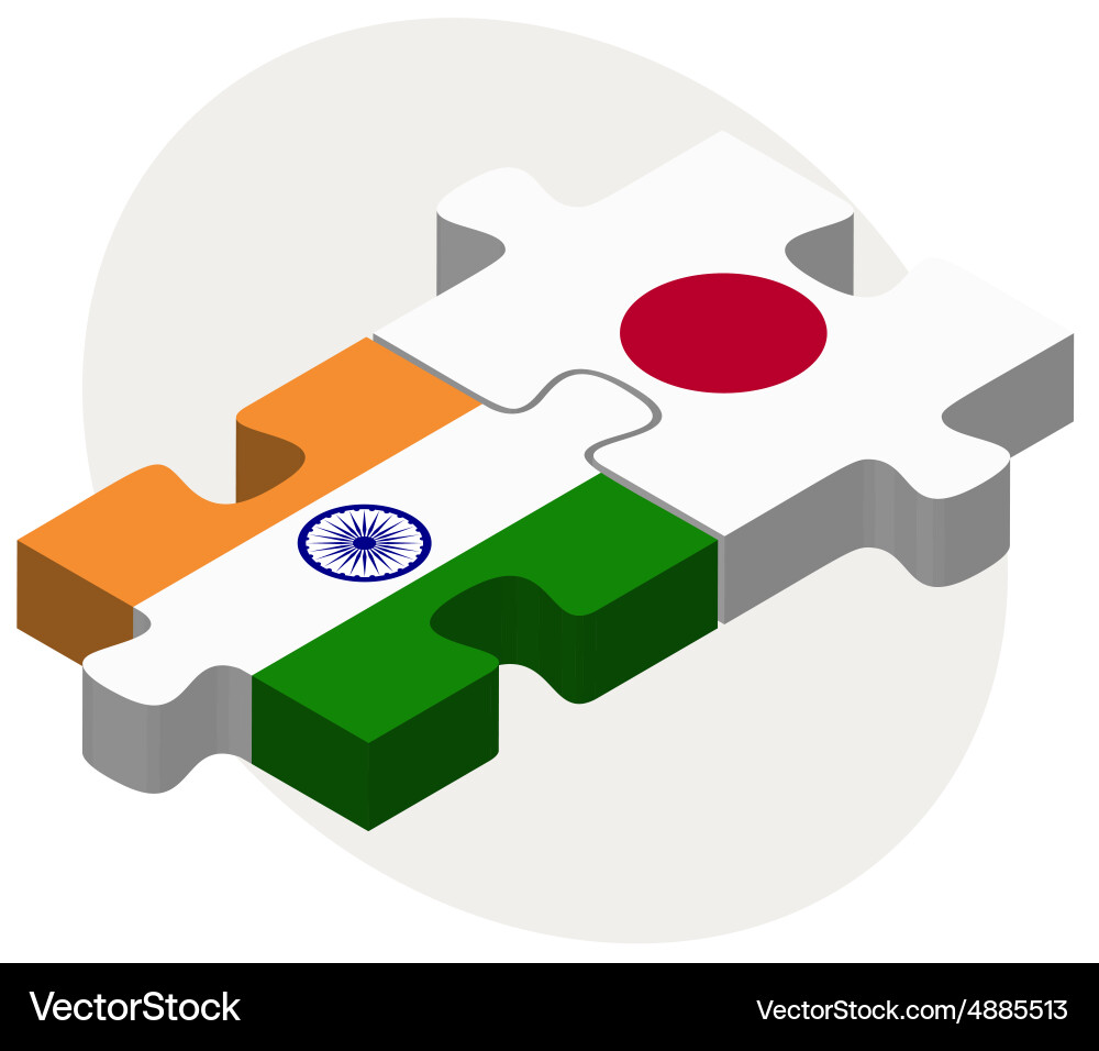 India and japan flags in puzzle Royalty Free Vector Image