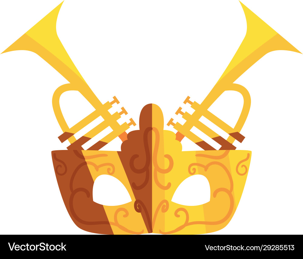 Isolated party mask with trumpets design Vector Image