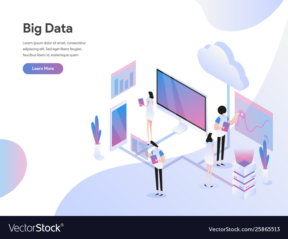 Landing page template big data isometric Vector Image