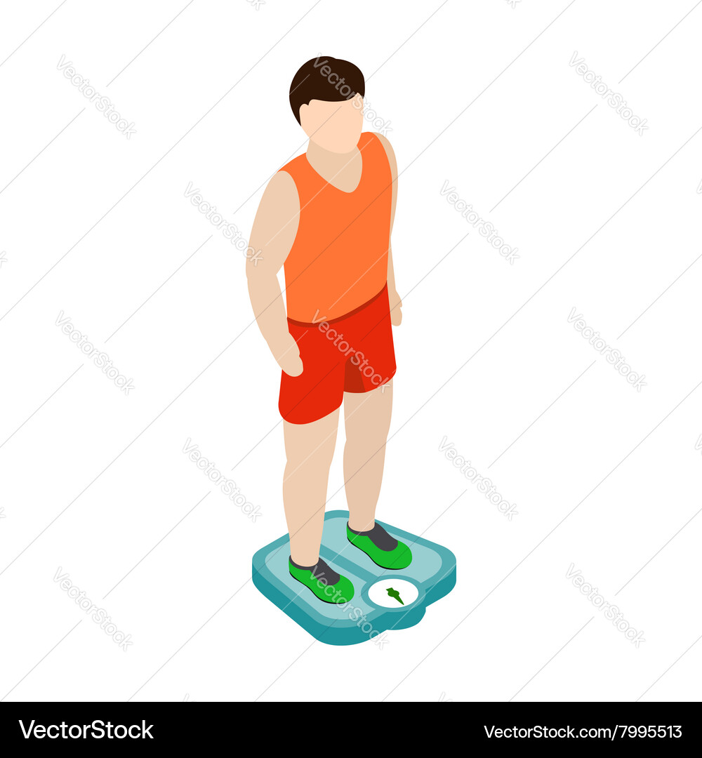 Man on the scales icon isometric 3d style Vector Image