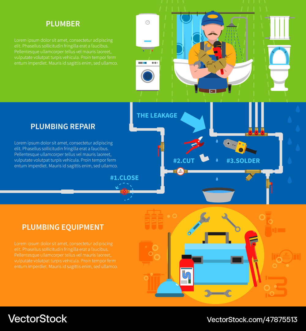 Plumbing banners set plumbing banners set Vector Image