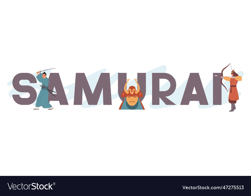 Samurai flat text Royalty Free Vector Image - VectorStock