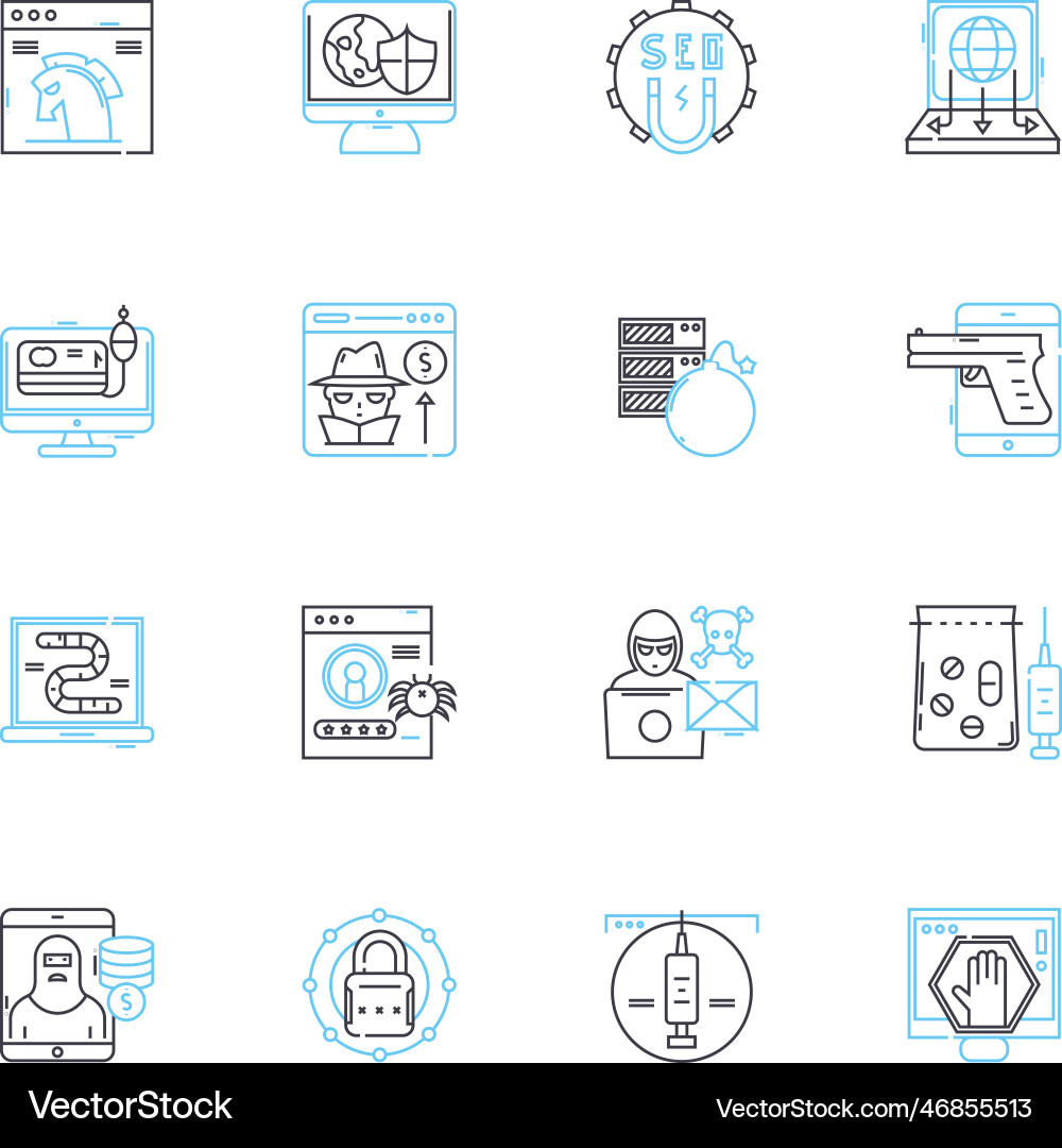 Scammers linear icons set deceptive fraudulent Vector Image