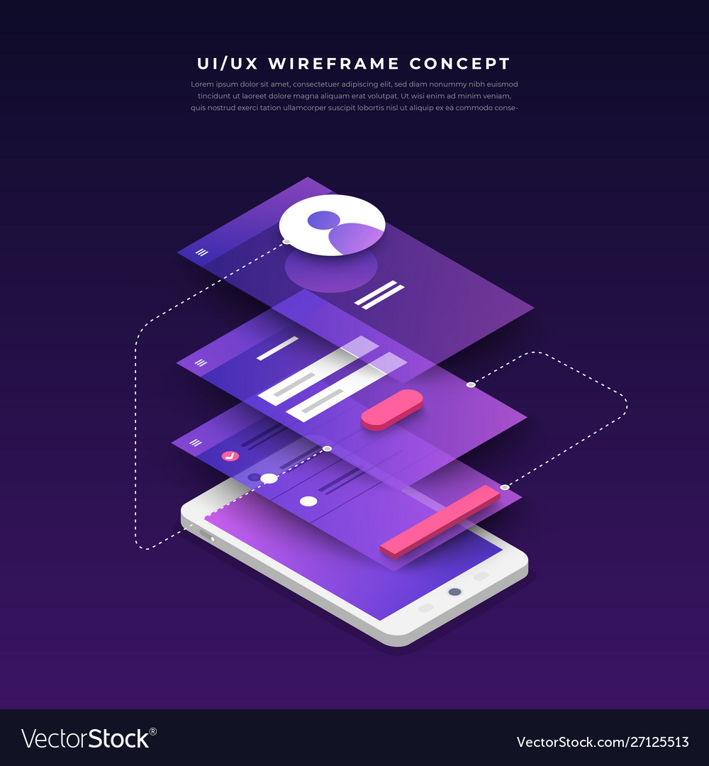 Ux Ui Flowchart Mock Ups Mobile Application Vector Image