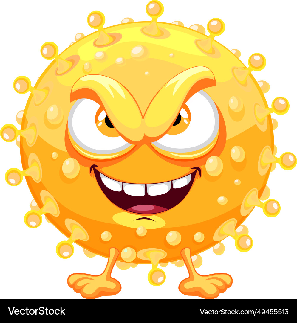 Yellow bacteria germ virus monster cartoon Vector Image