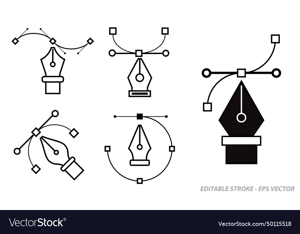 Anchor Pen Tools Cursor Concept Isolated Editable Vector Image