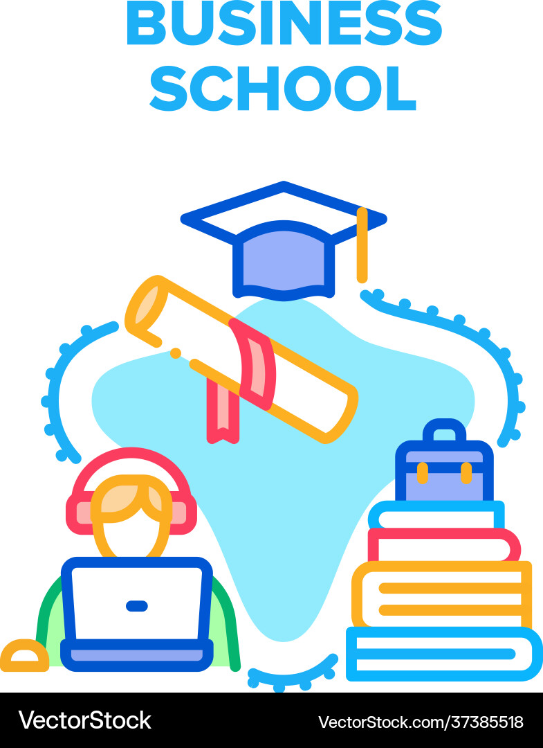 Business school concept color Royalty Free Vector Image