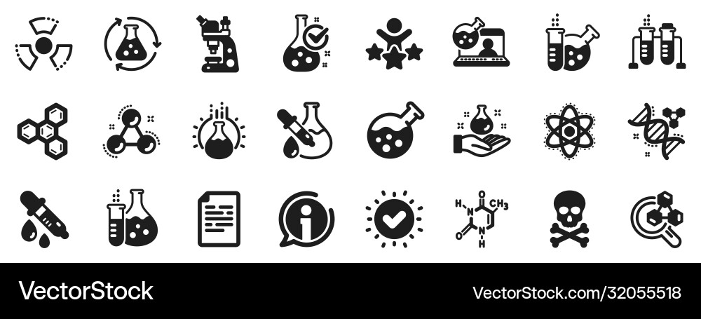 Chemistry lab icons chemical formula microscope Vector Image