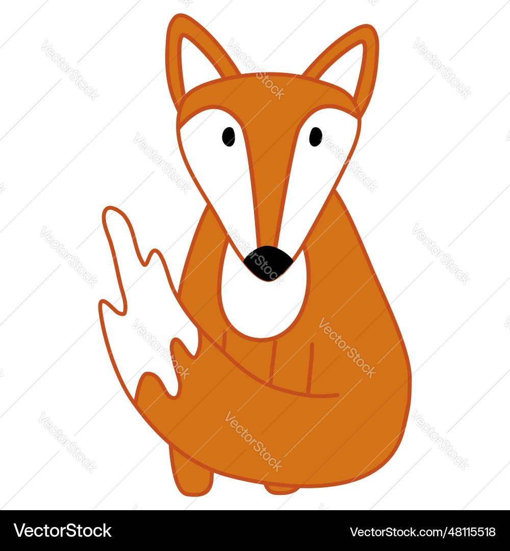 Cute red fox doodle style for kids Royalty Free Vector Image
