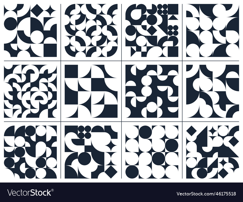 Geometric abstract seamless patterns set Vector Image