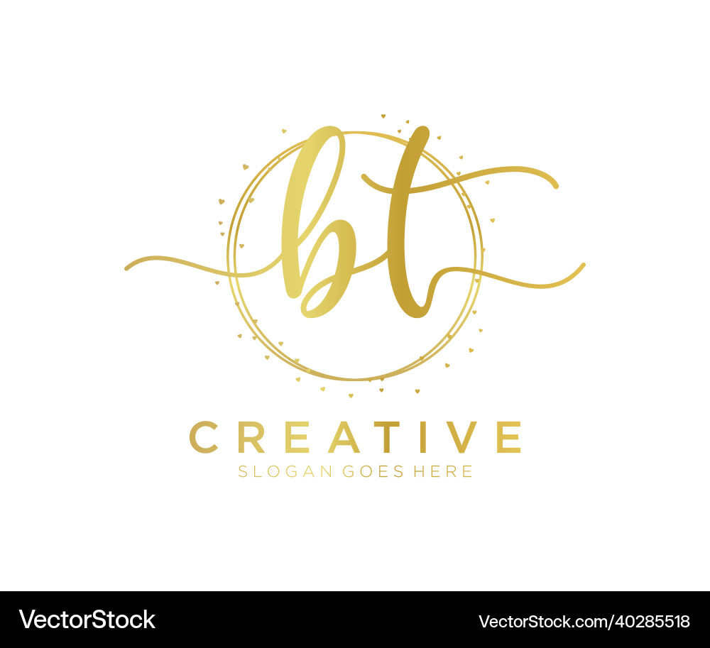 Initial bt feminine logo usable for nature salon Vector Image