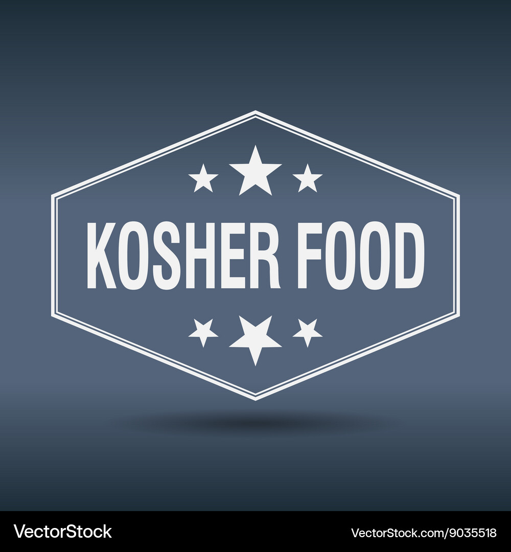 Kosher food hexagonal white vintage retro style Vector Image