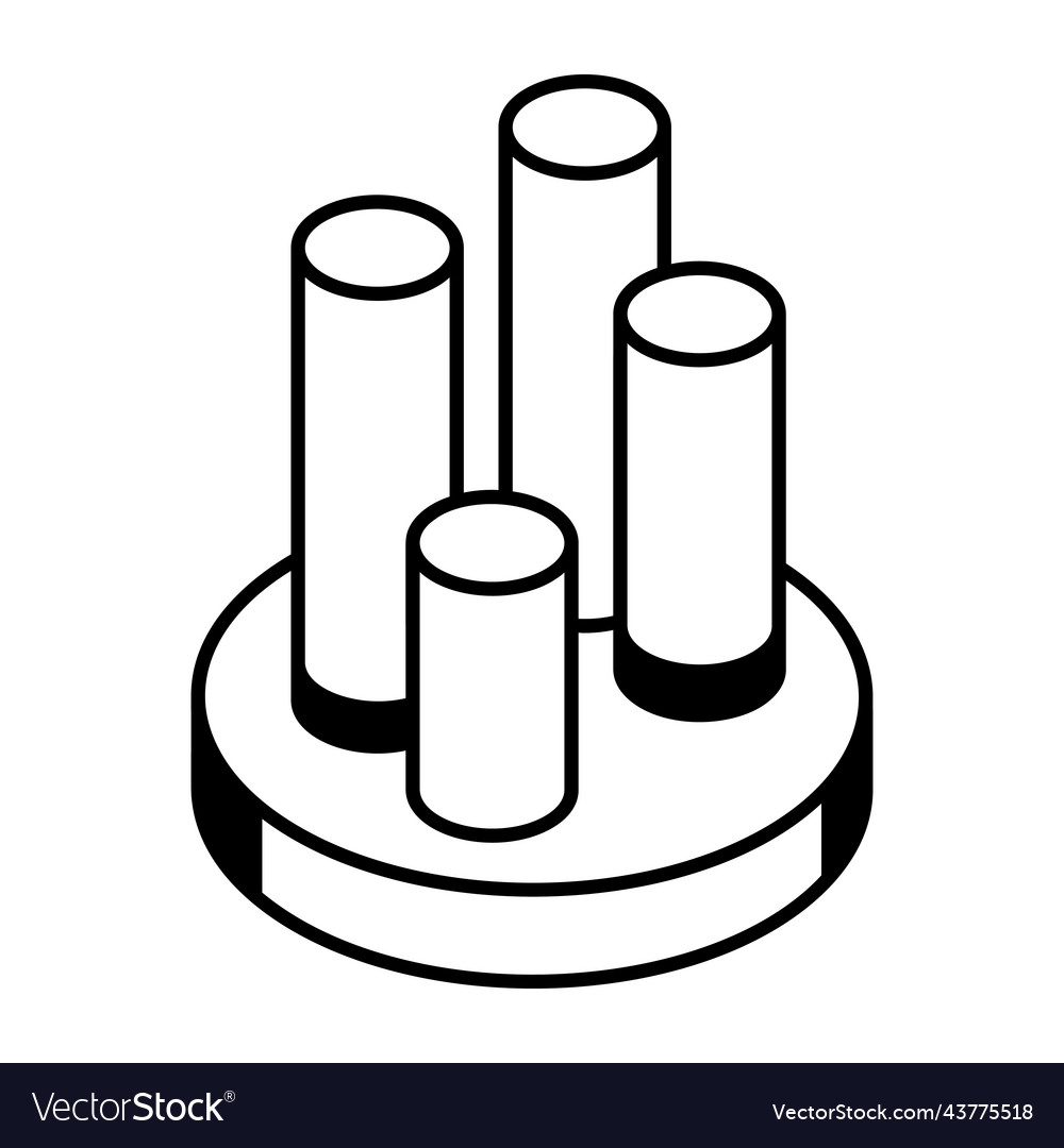 Modern Isometric Line Icon Of Analytics Royalty Free Vector