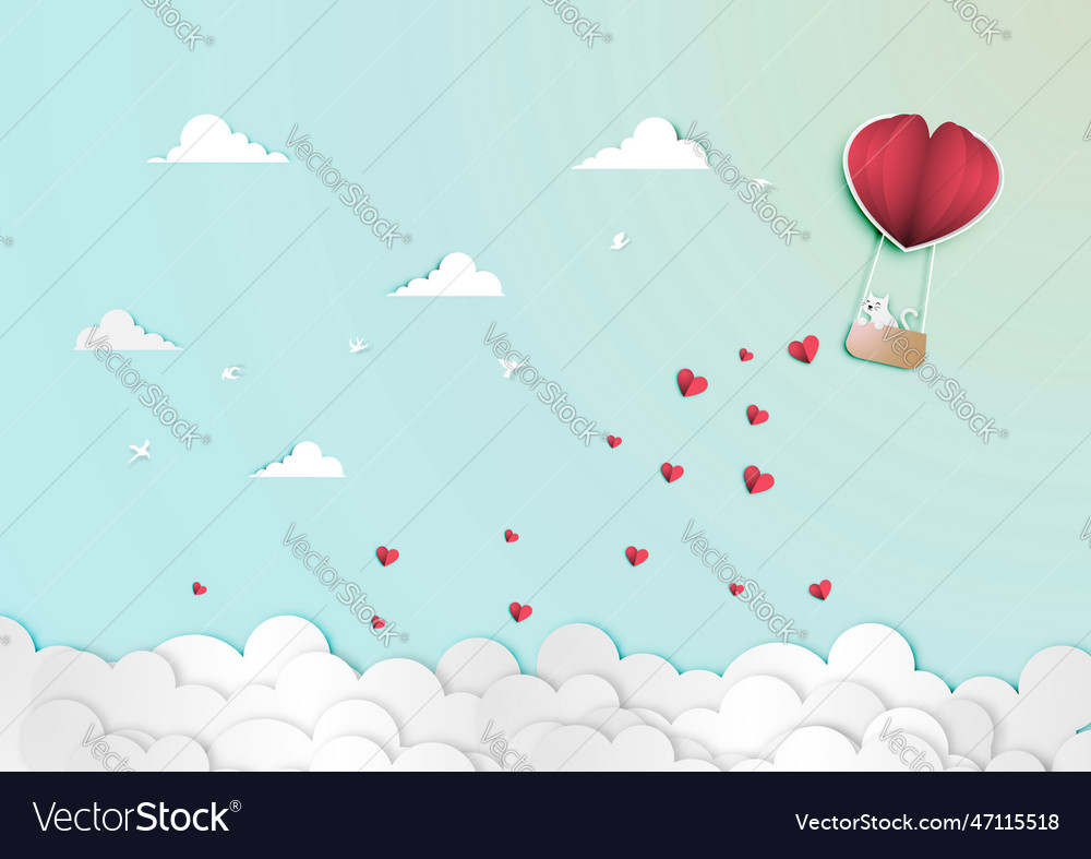 Paper art of valentine day festival with white Vector Image