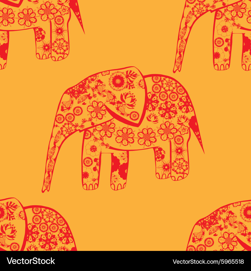 Patterned elephants Royalty Free Vector Image - VectorStock