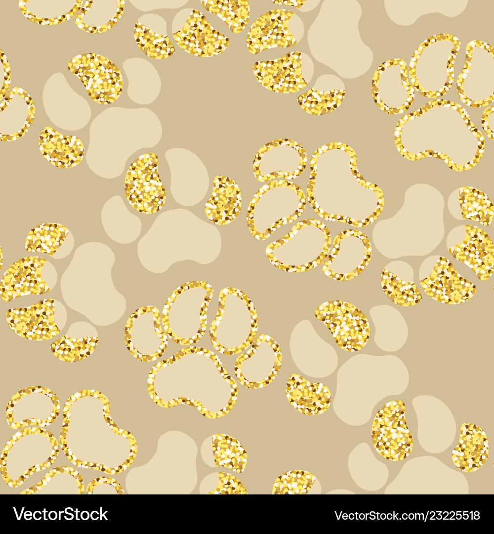 Seamless golden sparkle pattern with dogs theme Vector Image