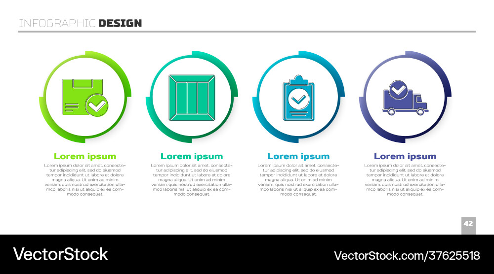 Set package box with check mark wooden box Vector Image