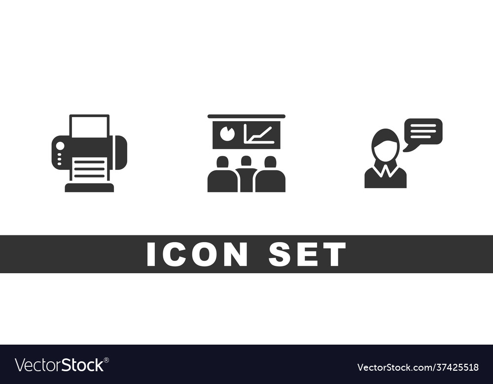 Set printer training presentation and speech Vector Image