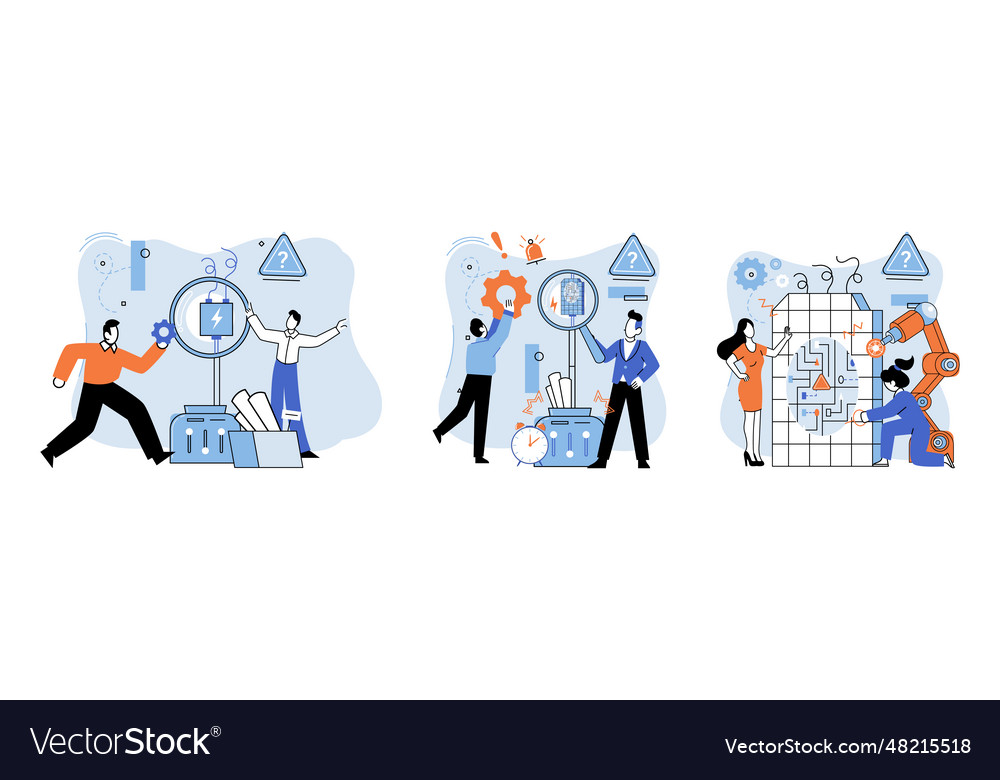 Team solving problems problems research and Vector Image