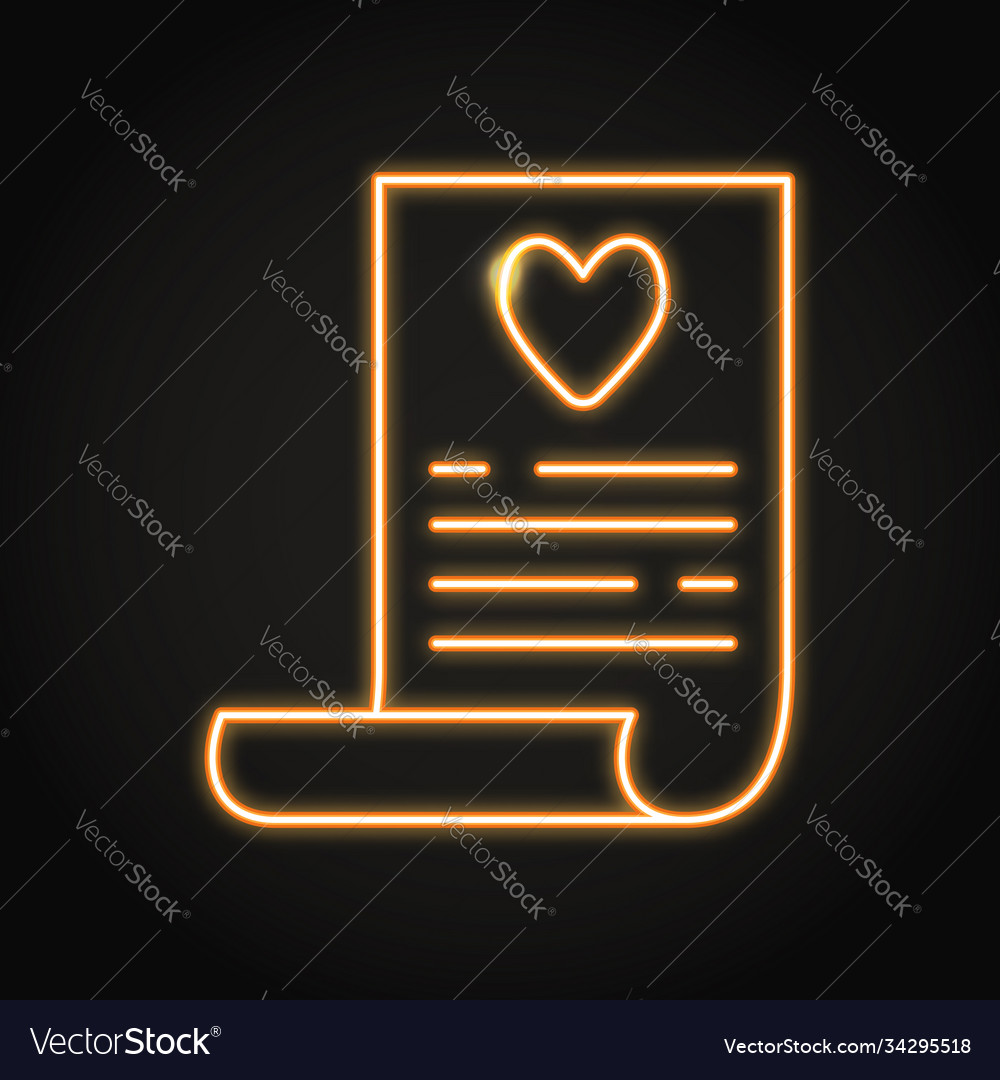 Wish list icon in neon line style Royalty Free Vector Image