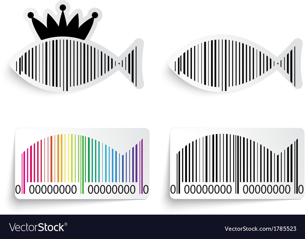 Barcode fish label set Royalty Free Vector Image