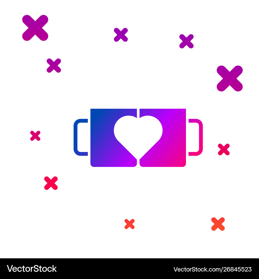 Color two coffee cup and heart icon isolated Vector Image