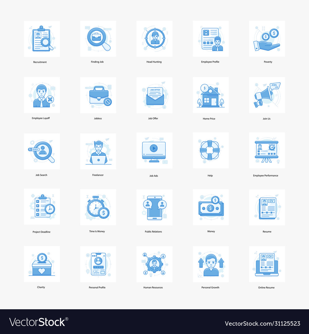 Human resources flat icons pack Royalty Free Vector Image